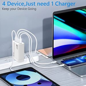 100W USB C Charger, GaN Charger 4 Port USB iphone Wall Charger Fast Charging Block Type C Power Adapter Compatible with MacBook Pro/Air USB C Laptop iPhone 14/13 iPad Pro Galaxy etc(5ft Type C Cable)