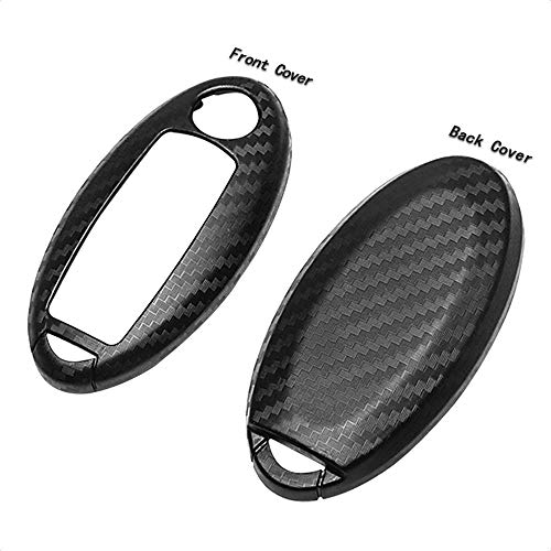 TANGSEN Smart Key Fob Case 3D Carbon Fiber ABS Plastic Emboss Cover Compatible with INFINITI EX FX G JX M Q QX for NISSAN LEAF MURANO PATHFINDER ROGUE TITAN QUEST 2 3 4 5 6 Button Keyless Entry Remote