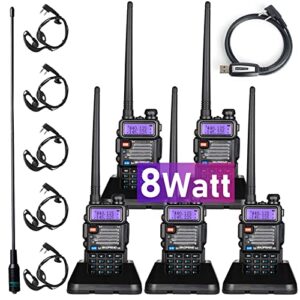 baofeng radio high power upgraded baofeng uv-5r 144-148mhz/420-450mhz ham radio handheld two way radio with tidradio-771 antenna baofeng walkie talkie (5 pack)