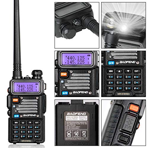 BaoFeng Radio High Power Upgraded BaoFeng UV-5R 144-148Mhz/420-450Mhz Ham Radio Handheld Two Way Radio with TIDRADIO-771 Antenna BaoFeng Walkie Talkie (5 Pack)