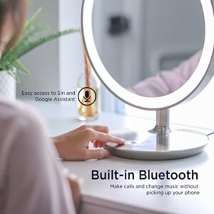 iHome Beauty Glow Ring XL 13" Makeup Mirror with Bluetooth Speaker, Speakerphone, USB Charging, Removable Phone Mount, Rechargeable Battery and 3 LED Color Modes