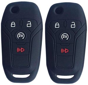 solifegoble 2pcs car remote key cover,silicone car remote key fob cover case for ford f-250 f-350 fusion fiesta mustang explorer skin jacket 4 buttons