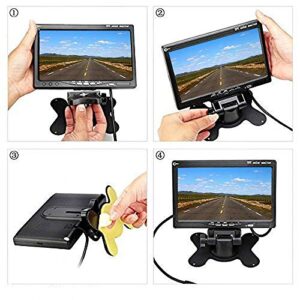 Camecho Vehicle Backup Camera 7 Inch 4 Split Monitor+ 4 Cameras with Front View, Rear View 18 IR Night Vision Waterproof Auto Camera with 2x33 ft and 2x65ft Cables for Trucks, RV, Trailer, Bus