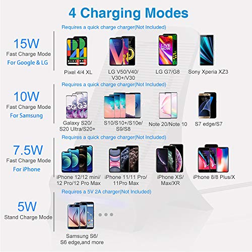 VersionTECH. Wireless Charger with Cooling Fan, Qi-Certified 15W Max Wireless Fast Charging Stand, Compatible with iPhone 13/13 Pro/13 Mini/13 Pro Max/12/SE 2020/11,Samsung Galaxy S21/S20/Note 10/S10