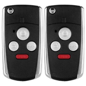 ECCPP Uncut Keyless Entry Remote Fob Folding Flip Key (Shell Case) Replacement for 03-2010 for H onda Accord Civic CR-V Fit Pilot Ridgeline key fob-2PCS 4 Buttons