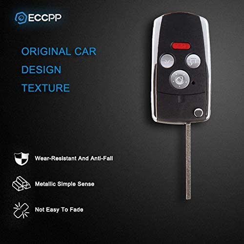 ECCPP Uncut Keyless Entry Remote Fob Folding Flip Key (Shell Case) Replacement for 03-2010 for H onda Accord Civic CR-V Fit Pilot Ridgeline key fob-2PCS 4 Buttons