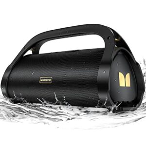 monster adventurer max portable bluetooth speaker, ipx7 waterproof wireless speaker with subwoofer rich bass, 100w stereo loud sound speaker with 24h playtime for outdoor party, pool beach, gold