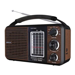 shortwave radio am/fm/sw1-6 radio transistor radio ac or battery operated with best reception usb/sd port big speaker and precise tuning knob & 3.5mm earphone jack