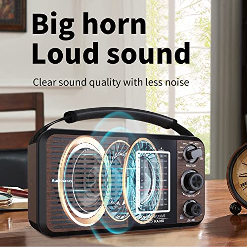 Shortwave Radio AM/FM/SW1-6 Radio Transistor Radio AC or Battery Operated with Best Reception USB/SD Port Big Speaker and Precise Tuning Knob & 3.5mm Earphone Jack