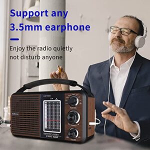 Shortwave Radio AM/FM/SW1-6 Radio Transistor Radio AC or Battery Operated with Best Reception USB/SD Port Big Speaker and Precise Tuning Knob & 3.5mm Earphone Jack