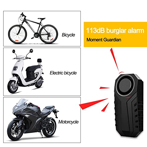 NineLeaf Bike Alarm with Remote, Wireless Vibration Anti-Theft Bicycle Alarm Burglar Cycling Security Alarm for Motorcycle Car Scooter, 113db Super Loud and IP55 Waterproof, Volume Adjustable