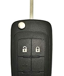 Key Fob Case Shell Fit for Chevrolet Chevy Equinox Sonic GMC Terrain 3 Buttons Replacement Flip Folding Smart Car Key Fob Cover with Uncut Blade Blank (3 Buttons Flip Key Shell)