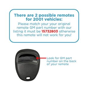 Keyless2Go Replacement for Keyless Entry Car Key Vehicles That Use 3 Button 15732803 KOBUT1BT