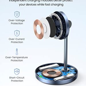 UGREEN 2-in-1 Magnetic Wireless Charging Station, Compatible with MagSafe Charging Stand, Wireless Charger with 3 FT USB-C Cable for iPhone 14/13/12 Series and AirPods Series (No AC Adapter)