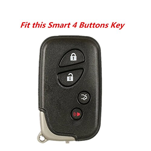 WFMJ Leather for Lexus RX350 ES350 IS250 GX460 LX570 Remote Smart 4 Buttons Key Case Holder Cover Fob Chain (Black)