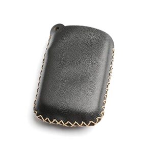 WFMJ Leather for Lexus RX350 ES350 IS250 GX460 LX570 Remote Smart 4 Buttons Key Case Holder Cover Fob Chain (Black)