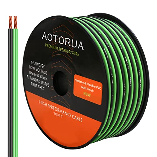 AOTORUA 100FT 16/2 Gauge Power Ground Cable, 16 AWG Stranded Flexible Wire for Electrical Wire, Primary Automotive Wire, Battery Cable, Car Audio Speaker, 12 Volt Low Voltage Wiring