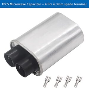 Tnisesm Microwave Capacitor 0.95uF 2100V, High Voltage Capacitor 1/4" Standard Terminal Connection Pin, Compatible with Whirlpool etc.