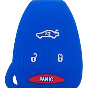 Silicone Protector Key Fob Cover Case fit for Chrysler 300 Aspen Dodge Charger Durango Jeep Commander Grand Cherokee Keyless Entry Key Fob (Blue)