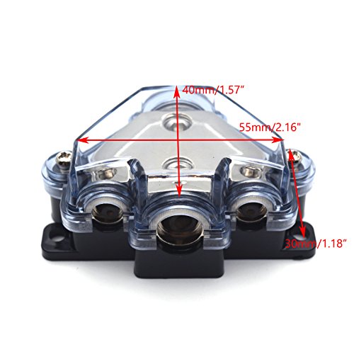 S SYDIEN 1Pc 3 Ways Car Audio Stereo Amp Power/Ground Distribution Block Cable Splitter , 1x4 Gauge Input 3x8 Gauge Output