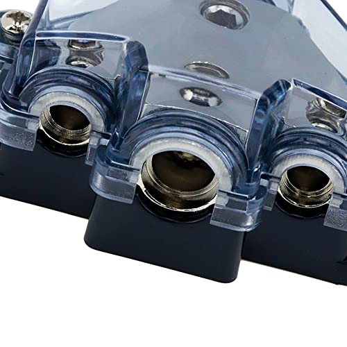 S SYDIEN 1Pc 3 Ways Car Audio Stereo Amp Power/Ground Distribution Block Cable Splitter , 1x4 Gauge Input 3x8 Gauge Output