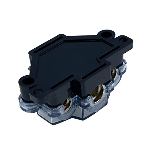 S SYDIEN 1Pc 3 Ways Car Audio Stereo Amp Power/Ground Distribution Block Cable Splitter , 1x4 Gauge Input 3x8 Gauge Output