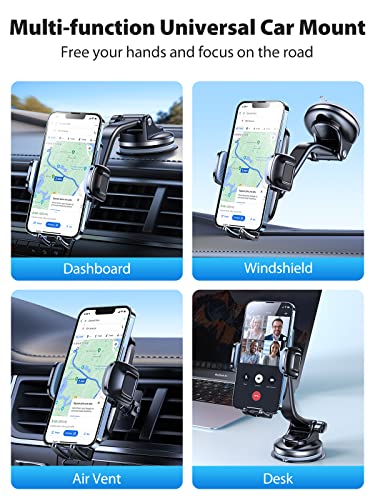 VICSEED Universal Car Phone Holder Mount [Ultimate Silicone Protection] Long Arm Suction Cup Phone Mount for Car Dashboard Windshield Vent Hands Free Cell Phone Holder Car Compatible with All Phones