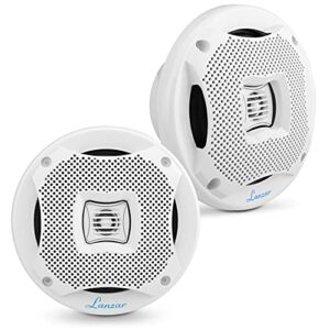 lanzar 6.5” dual waterproof marine speakers – 400w 4ohm outdoor car/boat radio stereo speakers weather proof marine stereo speakers system pair – mounting kit speaker wire, grill- lanzar aq6cxw