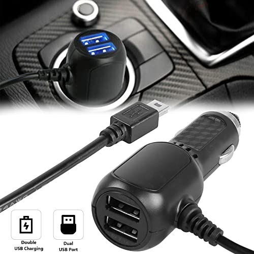 MEIRIYFA Dash Cam Power Cable, Dash Cam Charger Mini USB, QC3.0 Fast Vehicle Car Charger with Dual USB Ports for Various Models of Car DVR, Navigator, Early Warning (11.5FT)