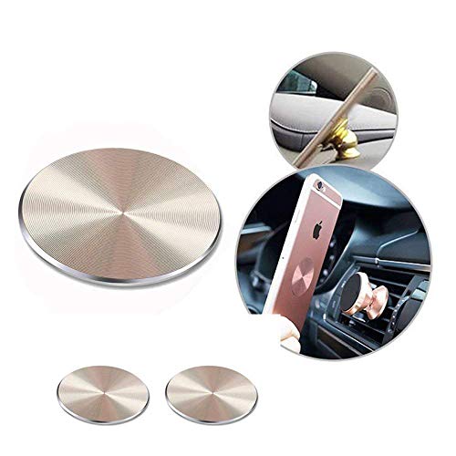 VizGiz 4 Pack Mount Metal Plate for Magnetic Car Mount Vehicle Air Vent Dashboard Holder Cradle Strong Adhesive Sticker Replacement Magnet Patch Universal Circular Disc for Mobile Phone GPS MP4