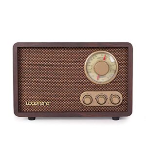 looptone fm am radio retro wood radio with bluetooth play mp3 and antenna built in speaker for kitchen living room