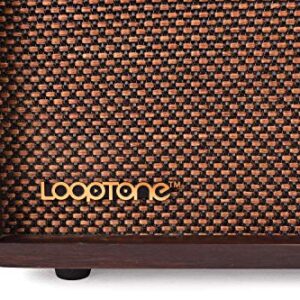 LoopTone FM AM Radio Retro Wood Radio with Bluetooth Play Mp3 and Antenna Built in Speaker for Kitchen Living Room