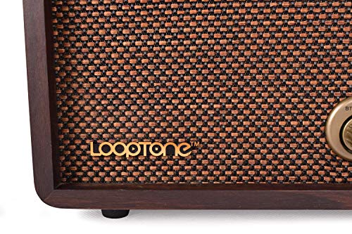 LoopTone FM AM Radio Retro Wood Radio with Bluetooth Play Mp3 and Antenna Built in Speaker for Kitchen Living Room