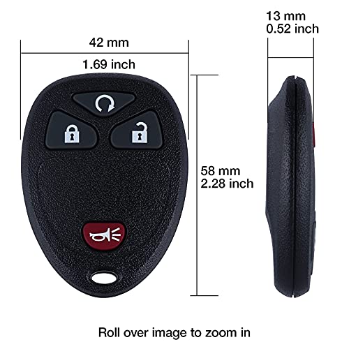 Car Keyless Entry Remote Control Key Fit for Chevy 2007-2014 Equinox Avalanche Silverado Escalade Tahoe Suburban GMC Yukon OUC60270, OUC60221,1Pack