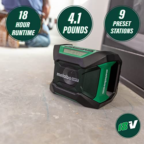 Metabo HPT 18V MultiVolt™ Cordless Bluetooth Radio | Tool Only - No-Battery | 18 Hour Runtime | AM/FM | 9 Presets | AC Adapter Included | Lifetime Tool Warranty | UR18DAQ4