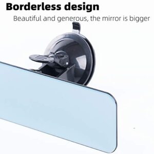 CHUANGLIN Frameless anti-glare rearview mirror, universal car interior rearview mirror, anti-glare adhesive suction cup blue mirror car endoscope (9.4 "X2.55")