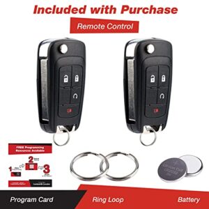 KeylessOption Keyless Car Remote Uncut Flip Ignition Key Fob Replacement for OHT01060512 (Pack of 2)