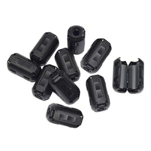 x.shine pack of 10 snap on ferrite core bead choke ring cord rfi emi noise suppressor filter for usb/audio/video cable power cord black (7mm inner diameter)