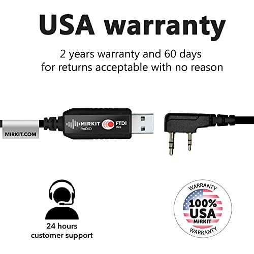 MIRKIT FTDI USB Baofeng Programming Cable for Flashing Ham Radios: Wouxun, Kenwood, Baofeng, Archell,100% USA Warranty (Model 1)