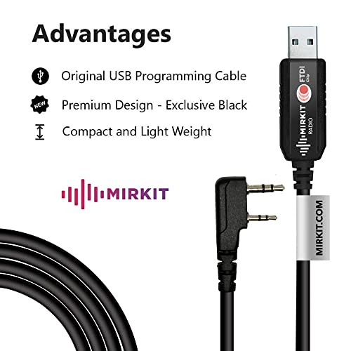 MIRKIT FTDI USB Baofeng Programming Cable for Flashing Ham Radios: Wouxun, Kenwood, Baofeng, Archell,100% USA Warranty (Model 1)