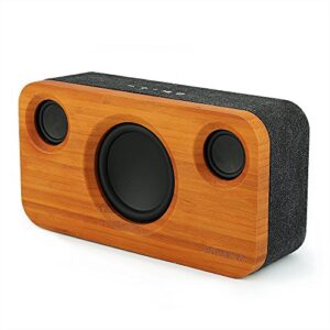 archeer 25w bluetooth speaker (a320) with super bass, loud bamboo wood home audio wireless speakers with subwoofer