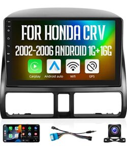 android car stereo radio with carplay android auto for honda crv 2002 2003 2004 2005 2006 9” touch screen bluetooth car radio with gps navigation wifi fm/rds backup camera mic(2g ram+32g rom)