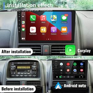 Android Car Stereo Radio with CarPlay Android Auto for Honda CRV 2002 2003 2004 2005 2006 9'' Touch Screen Bluetooth Car Radio with GPS Navigation WiFi FM/RDS Backup Camera Mic(2G RAM+32G ROM)