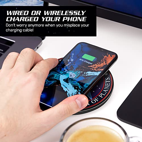 Star Trek Qi Wireless Charger with Built-in Backup Battery Pack for Wired and Wireless Charging. Portable Wireless Phone Charger with Starfleet Illuminated Logo. StarTrek Gifts, Collectibles, Gadgets