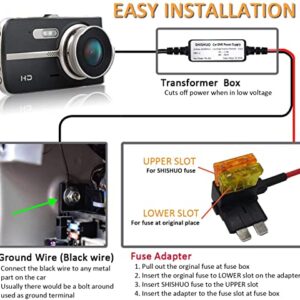 Dash Cam Hardwire Kit - Mini USB and Micro USB Port Extended 4m/13ft Cable with LP Mini/Mini/ATO/Micro2 Fuse, 12V to 24V Input, 5V Output for Dash Cam GPS Sat-Nav with Battery Drain Protection