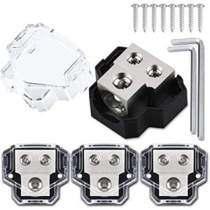 hamolar 4 pack 2 way power distribution block, 0/2/4 gauge in / 4/8 gauge out amp power distribution ground distributor connecting block for car audio amplifier splitter