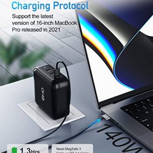 USB C Wall Charger, 140W PD 3.1 PPS 3-Port GaN III Fast Charger Type C Charging Station Foldable Power Adapter Travel Charger Block Compatible w/MacBook, Laptop, iPad, iPhone, Samsung and More-Black