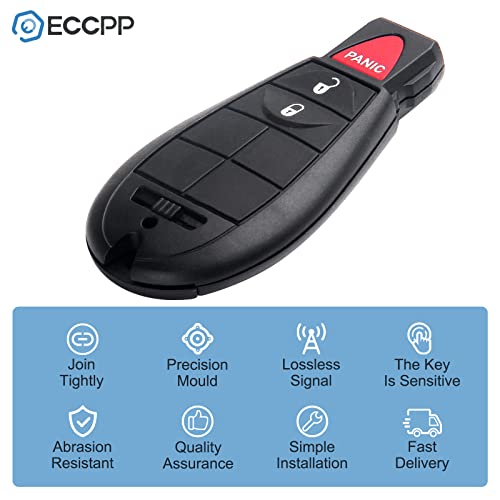 ECCPP 1X Key Fob for Dodge Grand Caravan for Ram 1500 for Jeep Grand Cherokee for Chrysler 300 for VW Routan Uncut 433MHz Keyless Entry Remote IYZ-C01C M3N5WY783X