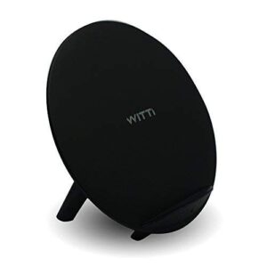 witti candi | qi certified wireless charger stand (black) for apple iphone 11/11pro, 10w fast-charging for galaxy s10/s9 /s8/ /s7/ edge/s6 edge and note 10/9/8 (ac adapter not included)