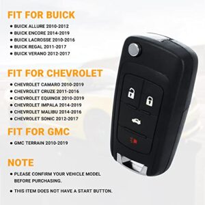 CarBole Keyless Entry Remote Control Key Fob Flip Folding 4 Button Car Door Lock Security Alarm System Replacement for Chevy 2010-2016 Camaro, 2010-2016 Cruze, (OHT01060512)